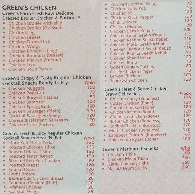 Green Chick Chop Menu, Menu for Green Chick Chop, Defence Colony, New ...