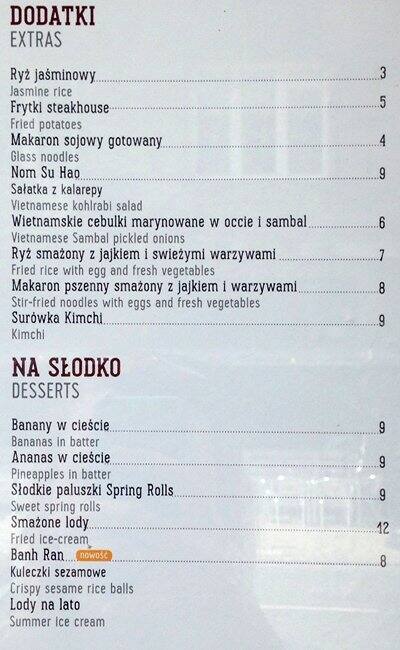 Menu at Little Hanoi - Asian Fusion restaurant, Warsaw