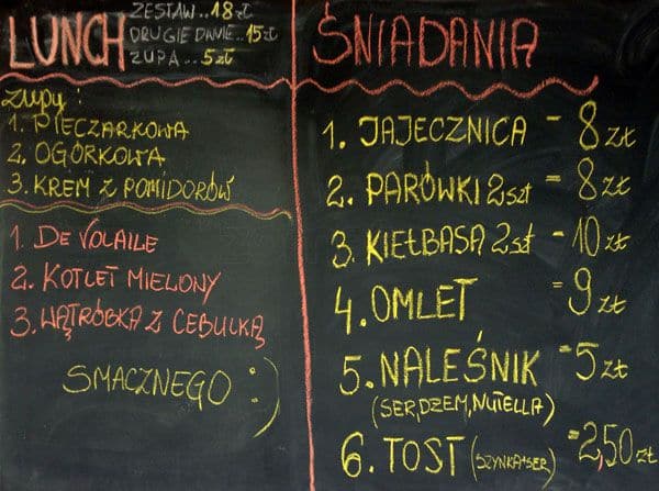 Menu at Bistro 53 restaurant, Warsaw, Aleja Stanów Zjednoczonych 53
