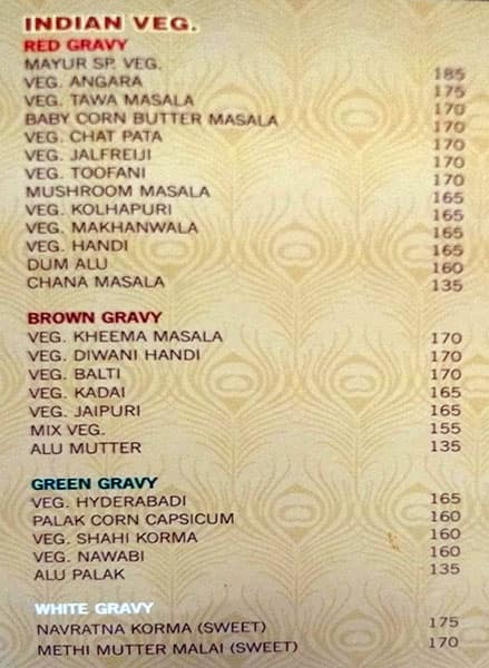Menu at Mayur Restaurant & Banquet, Ahmedabad, Mayur restaurant nr. Man ...