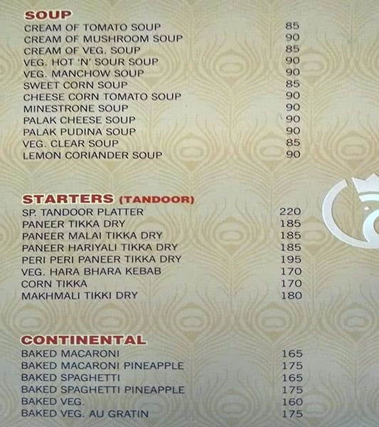 Menu of Mayur Restaurant & Banquet, Naroda, Ahmedabad