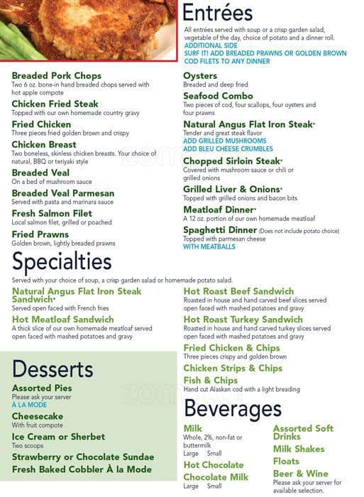 Menu at Family Pancake House restaurant, Edmonds