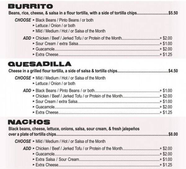 Menu at The Comet pub & bar, Cincinnati