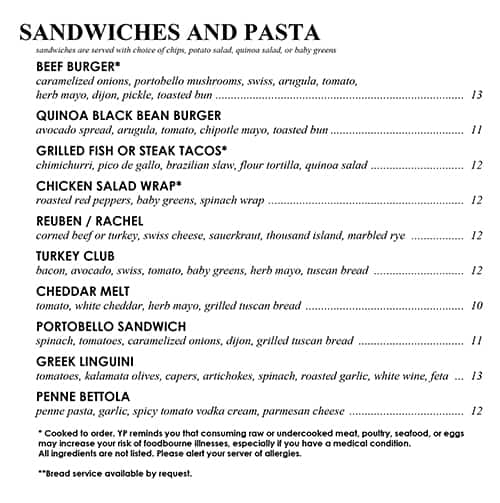 Menu at The Yellow Porch Restaurant, Nashville