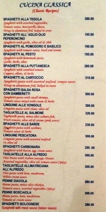 Menu at La Tegola Busay restaurant, Cebu City, Cebu Transcentral Hwy