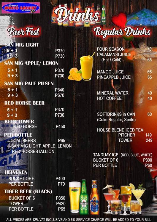 Menu at The RoofDeck Music.bar & KTV, Santa Rosa