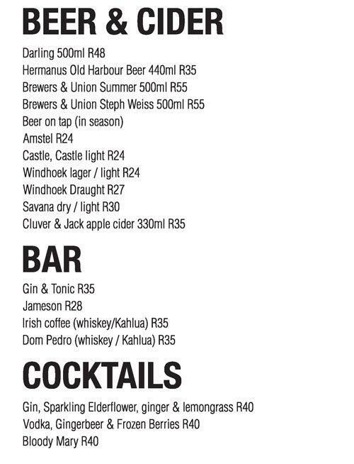 Speisekarte von Oskars Village cafe, Hermanus