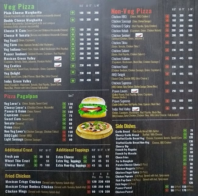 Menu of Indus Pizza, Kestopur, Kolkata