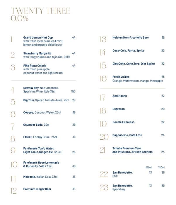 Menu at Twenty Three restaurant, Dubai, Al Falak St - opposite ...