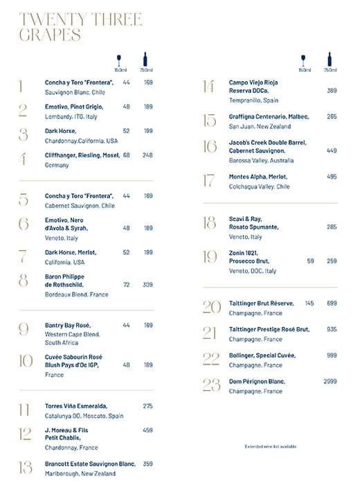 Menu at Twenty Three restaurant, Dubai, Al Falak St - opposite ...