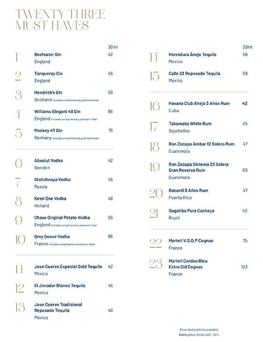 Menu at Twenty Three restaurant, Dubai, Al Falak St - opposite ...