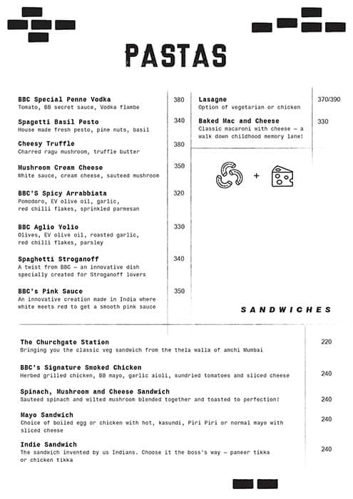 Menu at Black Brick Cafe, Kolkata