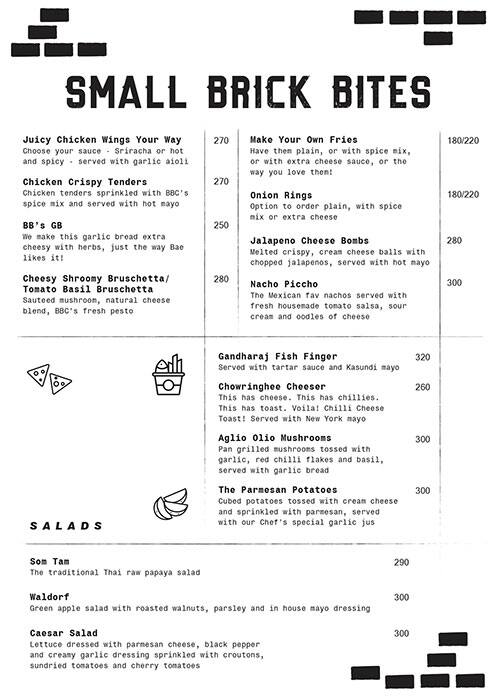 Menu of Black Brick Cafe, Elgin, Kolkata