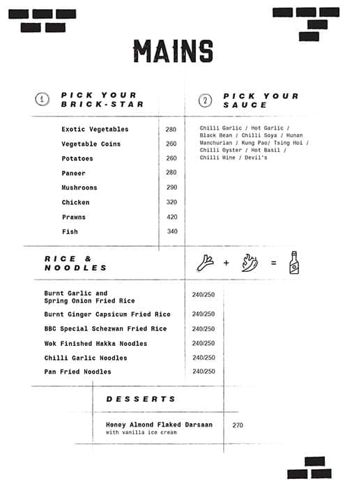 Menu at Black Brick Cafe, Kolkata