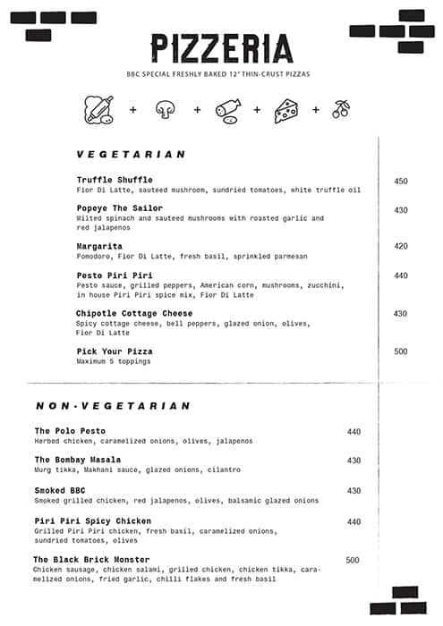 Menu at Black Brick Cafe, Kolkata