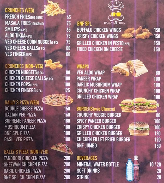 Menu at BALLY'S N FRIES, Chennai
