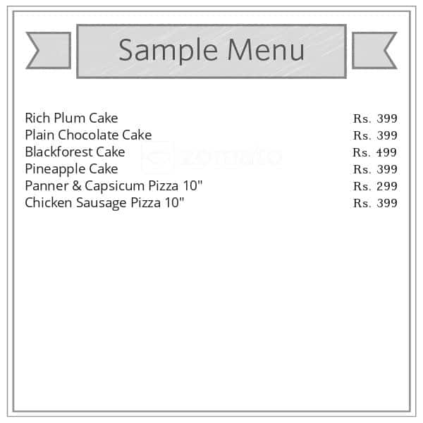 Menu of The Baker's Table, JP Nagar, Bangalore