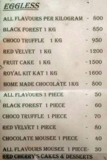 Menu at RED CHERRY, Coimbatore