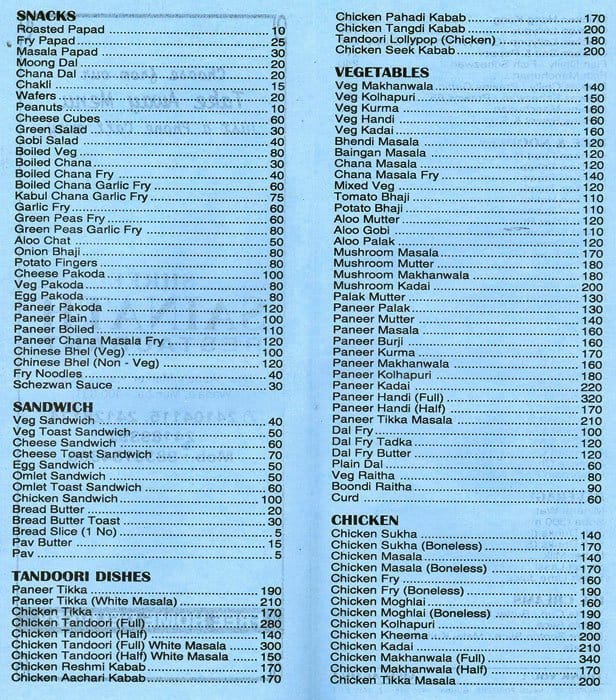 Shree Sainath Restaurant Menu, Menu for Shree Sainath Restaurant ...