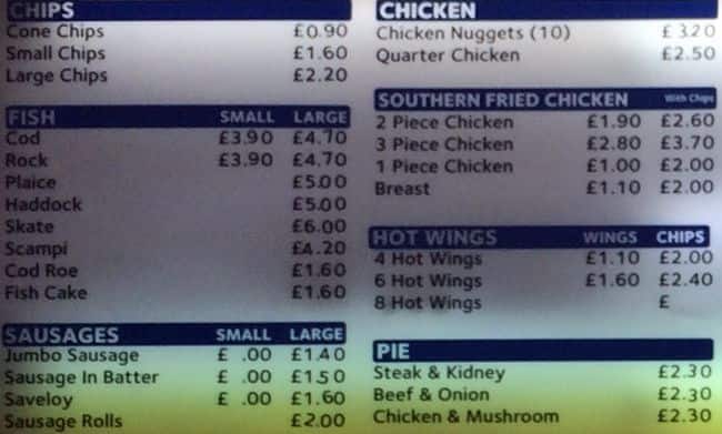 Menu at Oh My Cod Fish Bar, London, Catford Hill