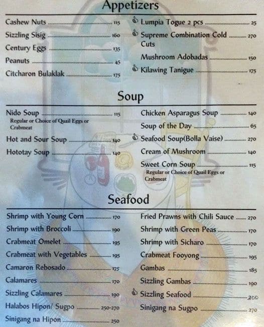 Menu at Cecile's Restaurant, Las Pinas, 302 Alabang Zapote Road