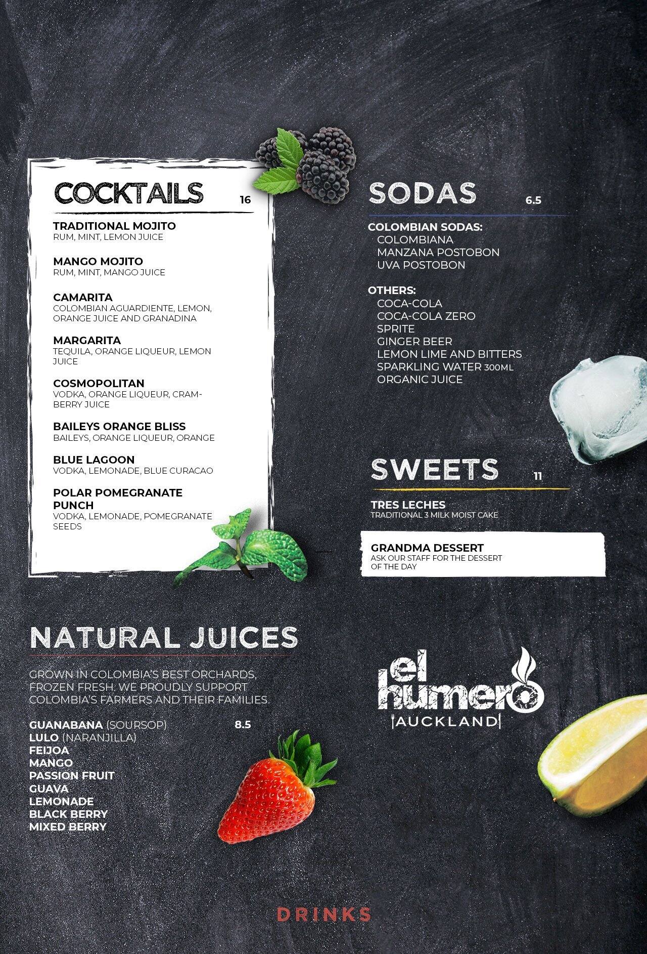 Menu at El Humero BBQ, Auckland