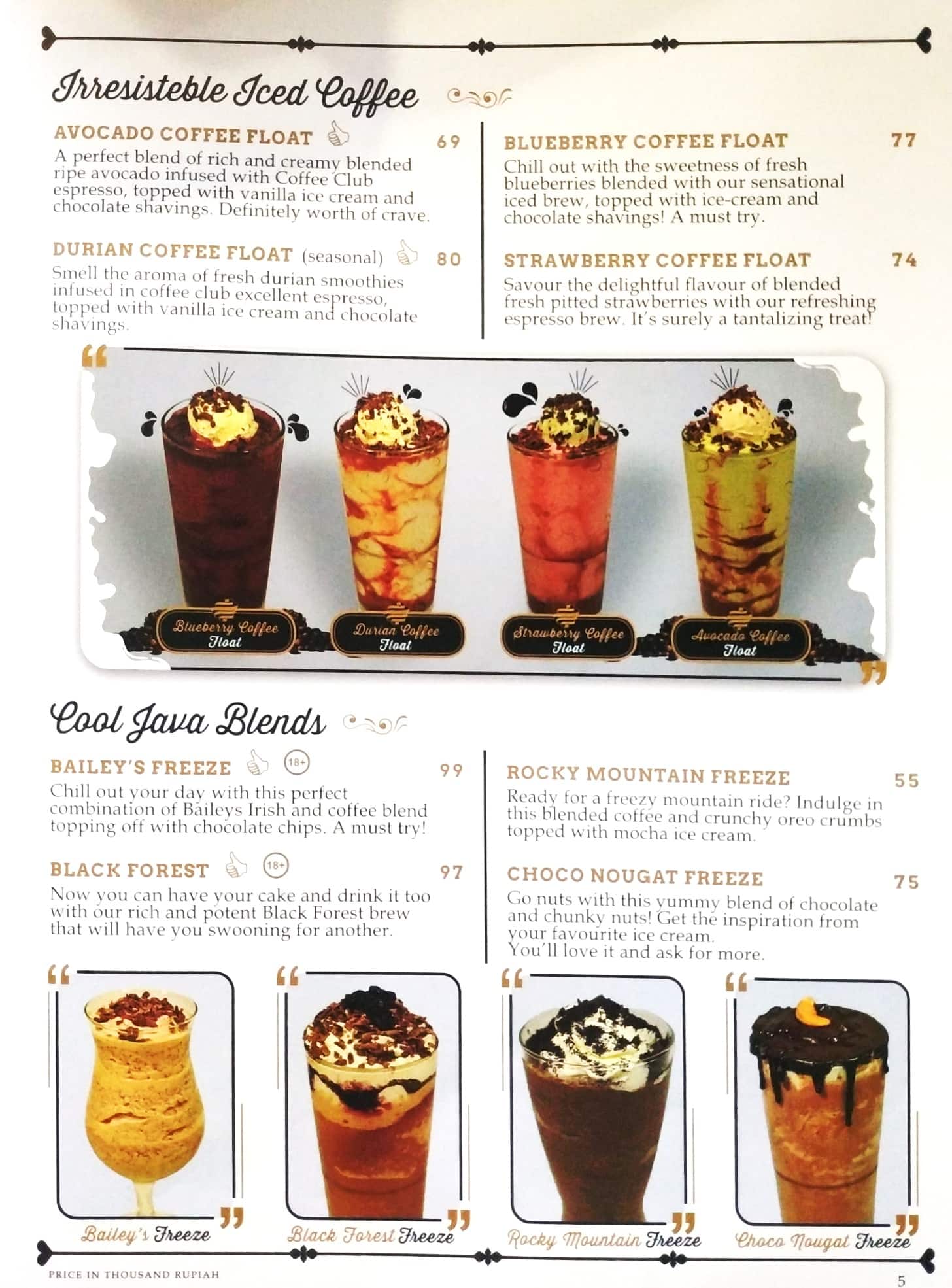 Menu at Coffee Club, North Jakarta, Jl. Asia Afrika No.19