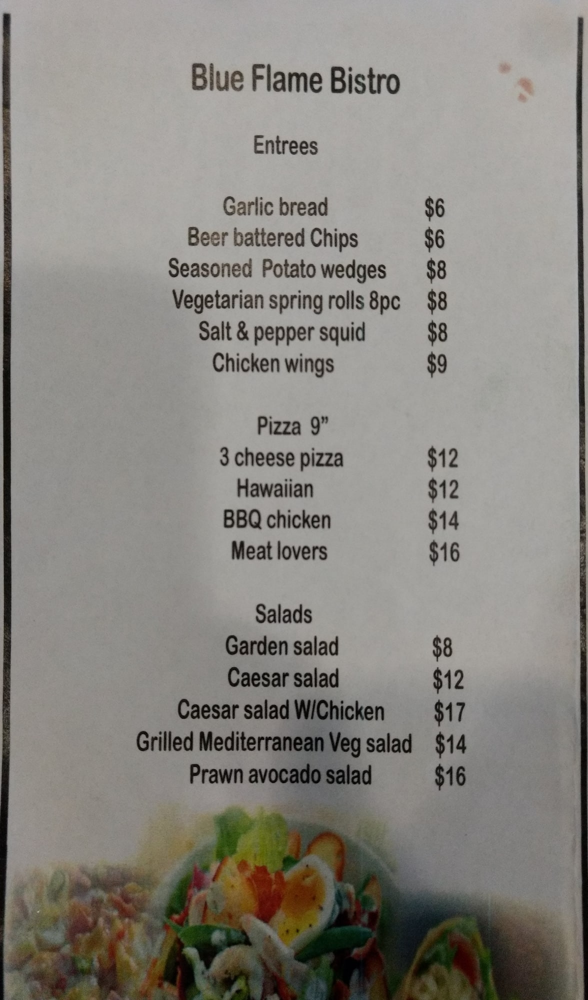 Menu at Blue Flame Bistro at Concord RSL Club, Concord