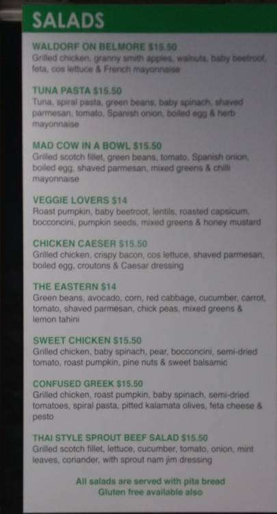 Menu at Sprout Salad Bar, Randwick