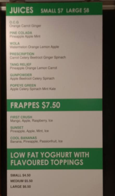 Menu at Sprout Salad Bar, Randwick
