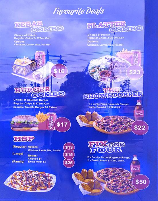 Menu at Kebab Hut restaurant, Saint Kilda