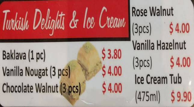 Menu at Kebab Hut restaurant, Saint Kilda