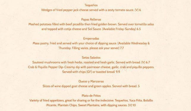 Menu at Sol Food pub & bar, Everett