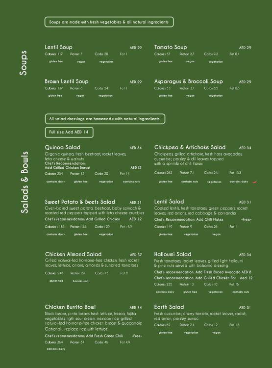 Menu of Krave, DIFC, Dubai