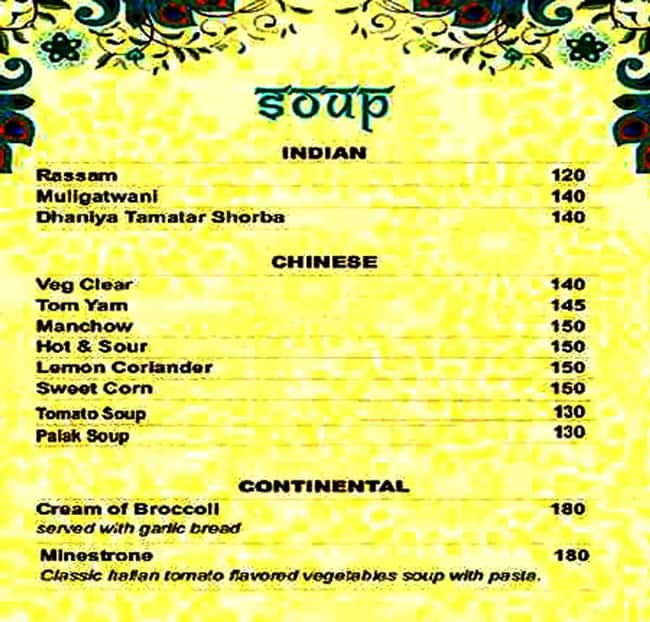 Menu of Hare Krishna, Santacruz East, Mumbai
