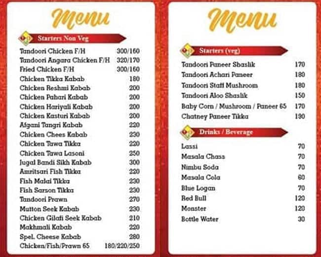 Menu of 3 Idiots Dhaba, Picnic Garden, Kolkata