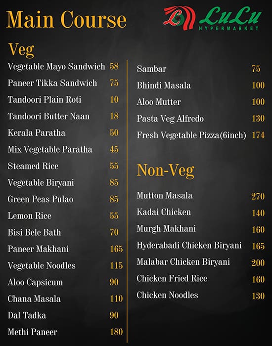 Menu at Lulu Hypermarket, Bengaluru, Lower Ground Floor