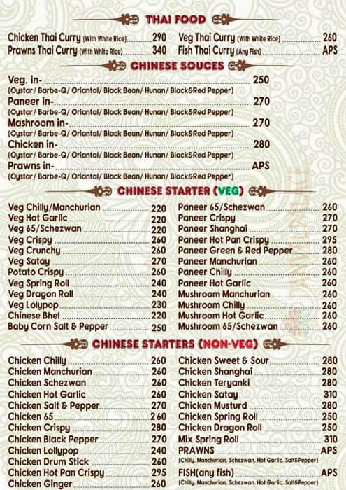 Menu of Hotel Panvel Palace, Old Panvel, Navi Mumbai