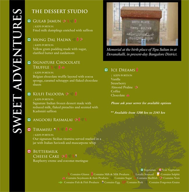 Menu at Lotus Pavilion - ITC Gardenia, Bengaluru