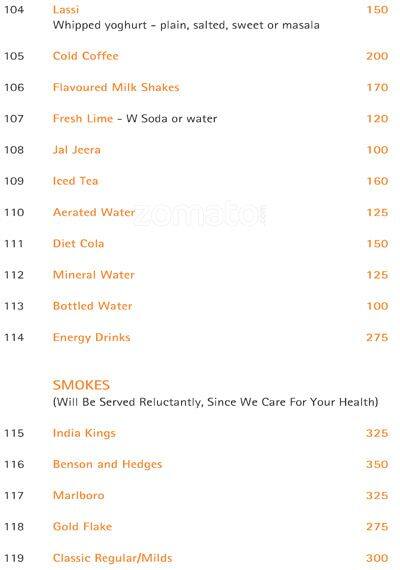 Menu at Lemon Tree Hotel, Whitefield, Bangalore, Bengaluru, Plot No. 23