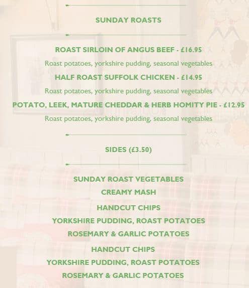 Menu at The Clarence pub & bar, London, 53 Whitehall