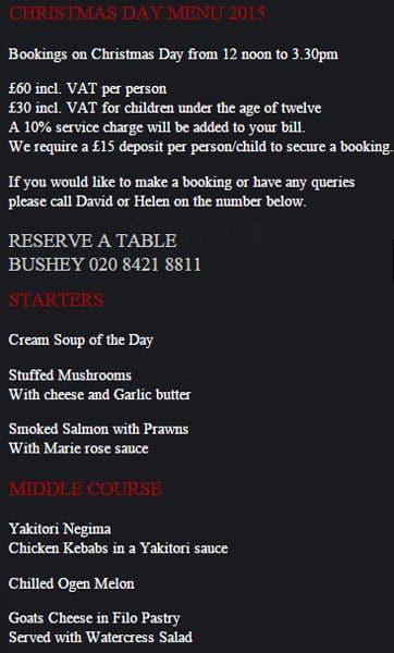 Menu at Blue Check Restaurant, Bushey, 144-146 High St