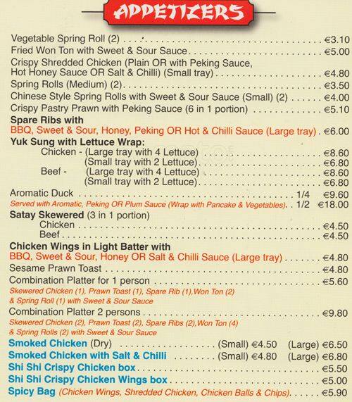 Menu at New Mandarin fast food, Dublin, 76 Malahide Rd