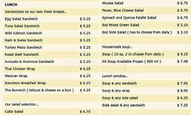Menu at Uprising Breads Bakery, Vancouver, Venables St