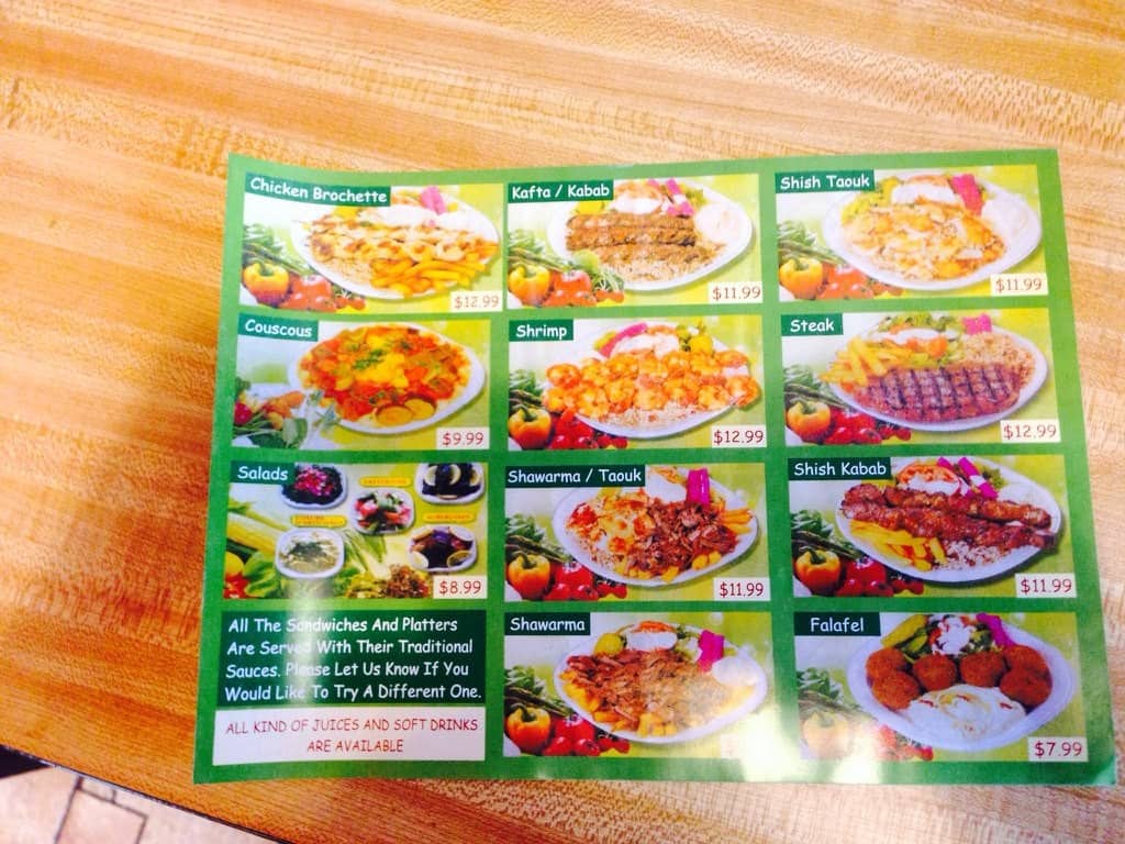 Menu at 786 Shawarma restaurant, Saskatoon