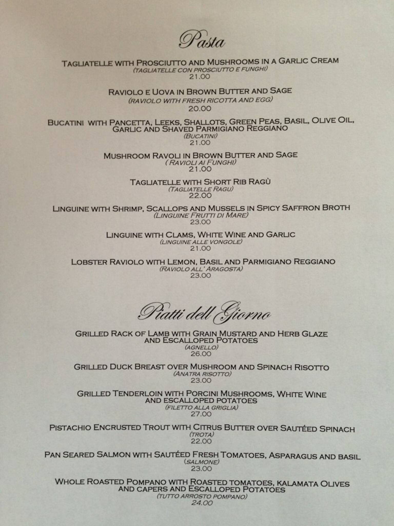 Menu at I Fratellini restaurant, Clayton, Wydown Blvd