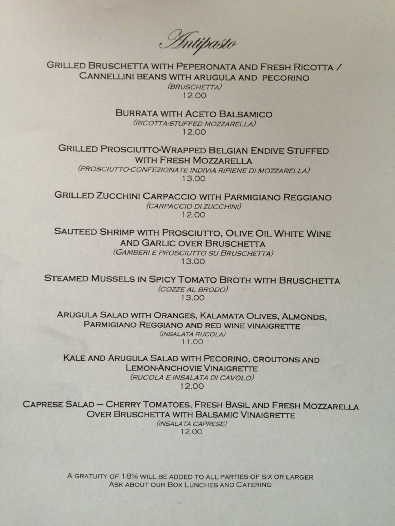Menu at I Fratellini restaurant, Clayton, Wydown Blvd