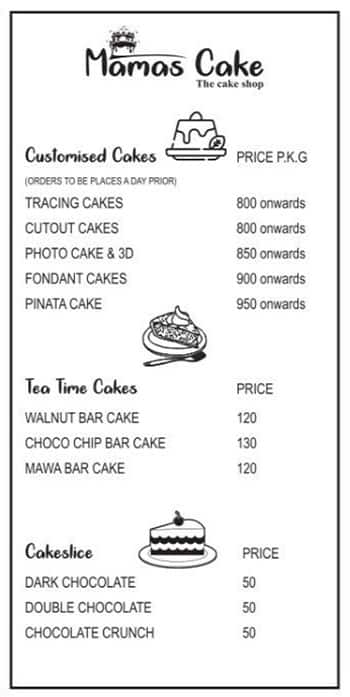 Menu of Mamas Cake, Kopar Khairane, Navi Mumbai