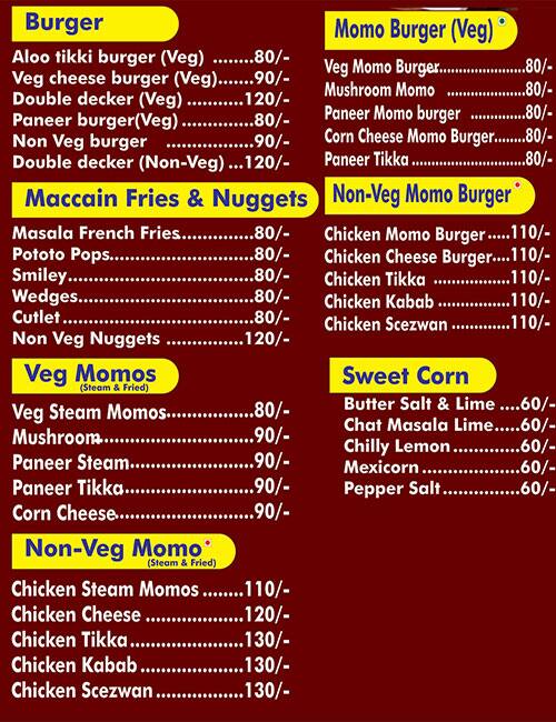 Menu of Cane Hut, Jayanagar, Bangalore