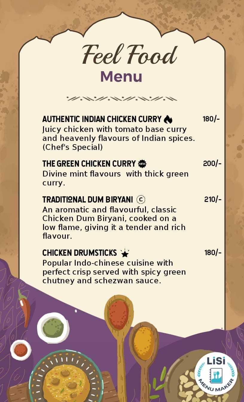 Menu of Feel Food, Baner, Pune